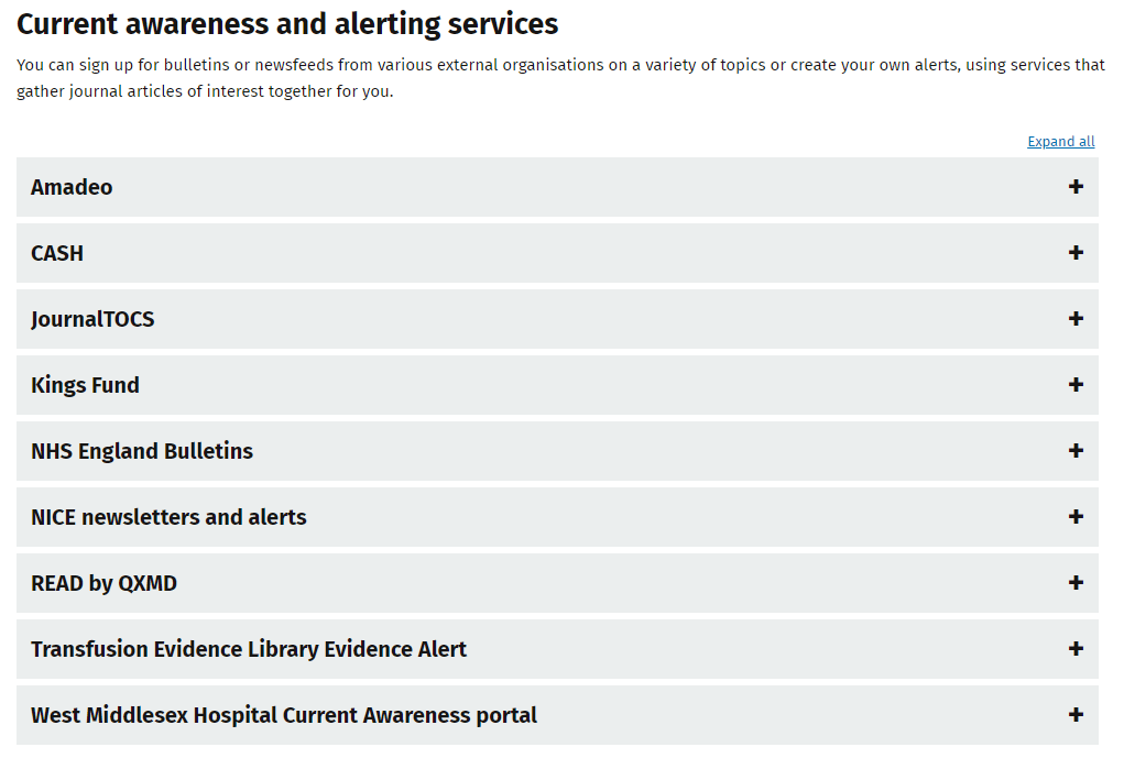 Current Awareness – Health Libraries Group